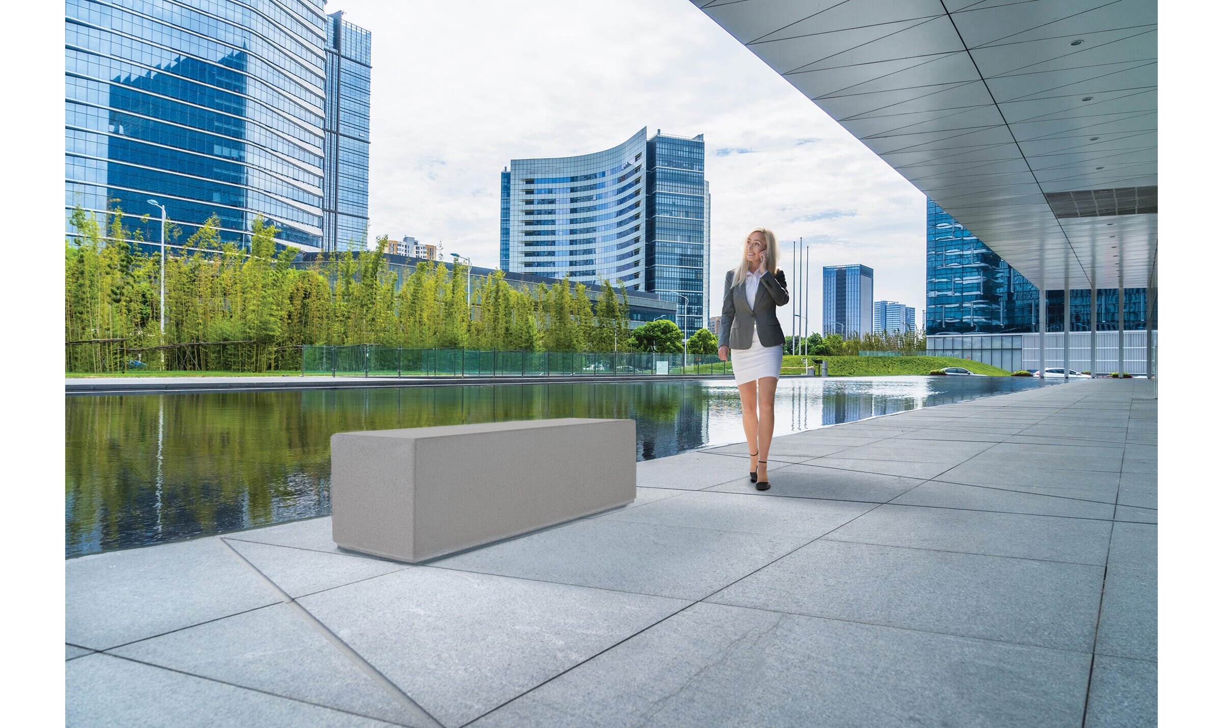 Concrete Block Benches BN-186 - - Barco Products