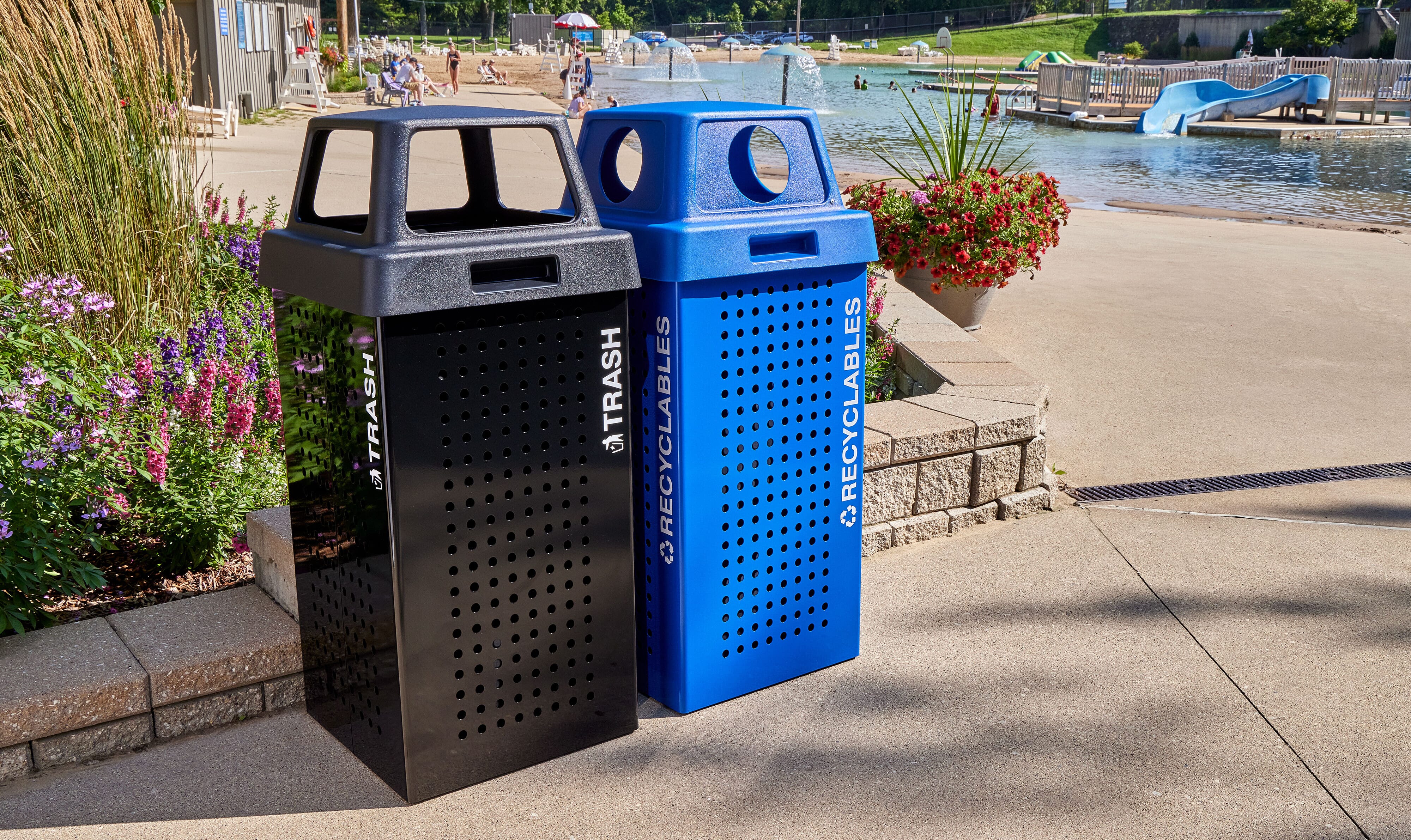 BrightStream 2-Stream Outdoor 72 Gallon Receptacle Set - - TreeTop Products