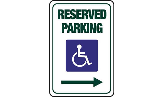 ADA Symbol, Reserved Parking w / Right Arrow Sign AS9R - - Barco Products