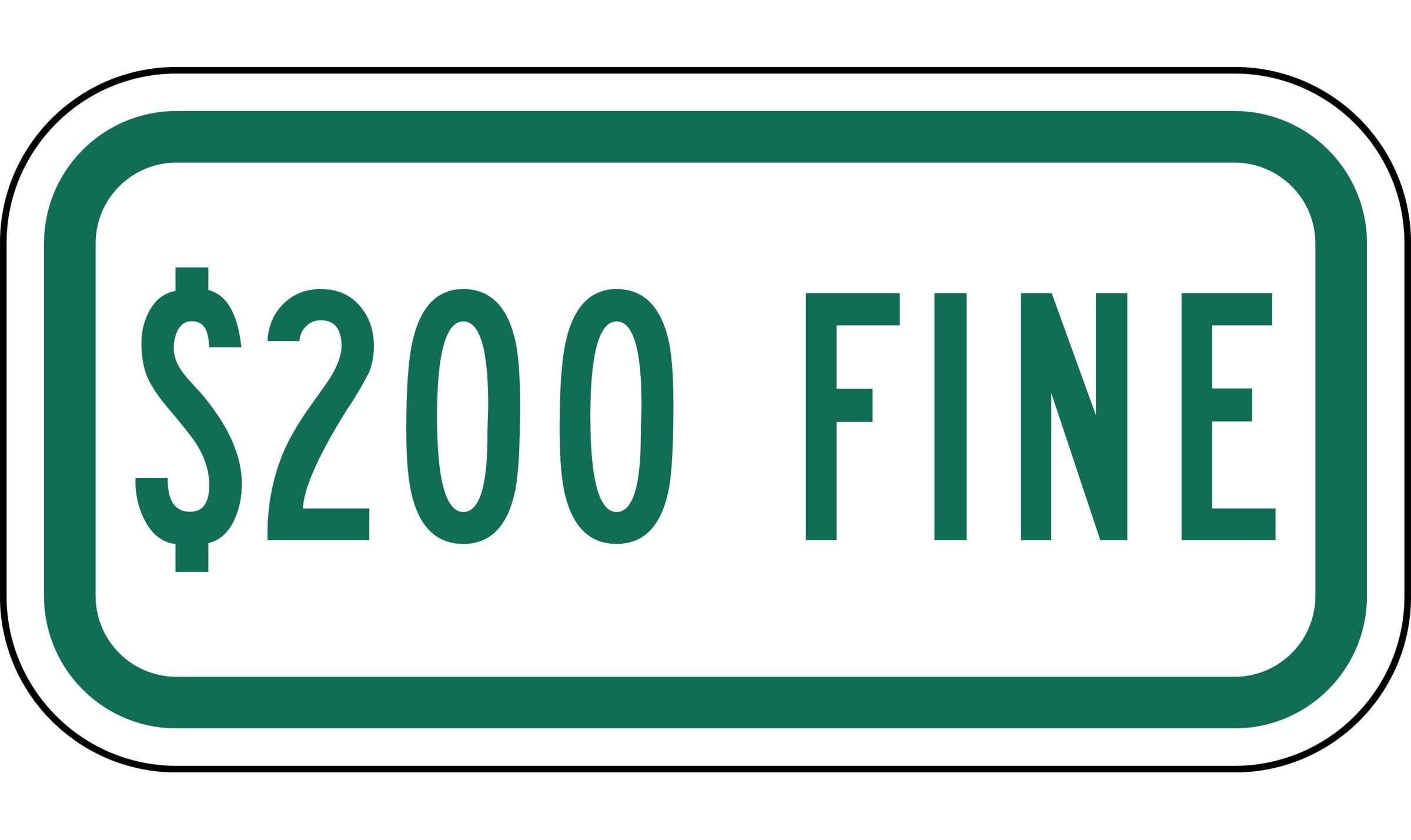 $200 Fine Sign/ 12" x 6"/ Reflective Aluminum Sign KHC1075AR - 12'' x 6 ...