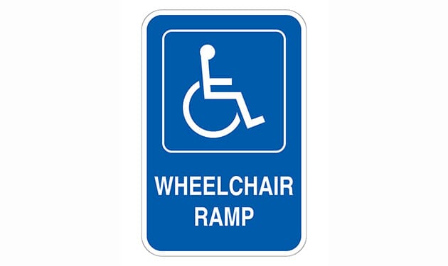 Wheelchair Ramp Sign KVE7130AR - 12" x 18" Reflective Aluminum - Barco ...