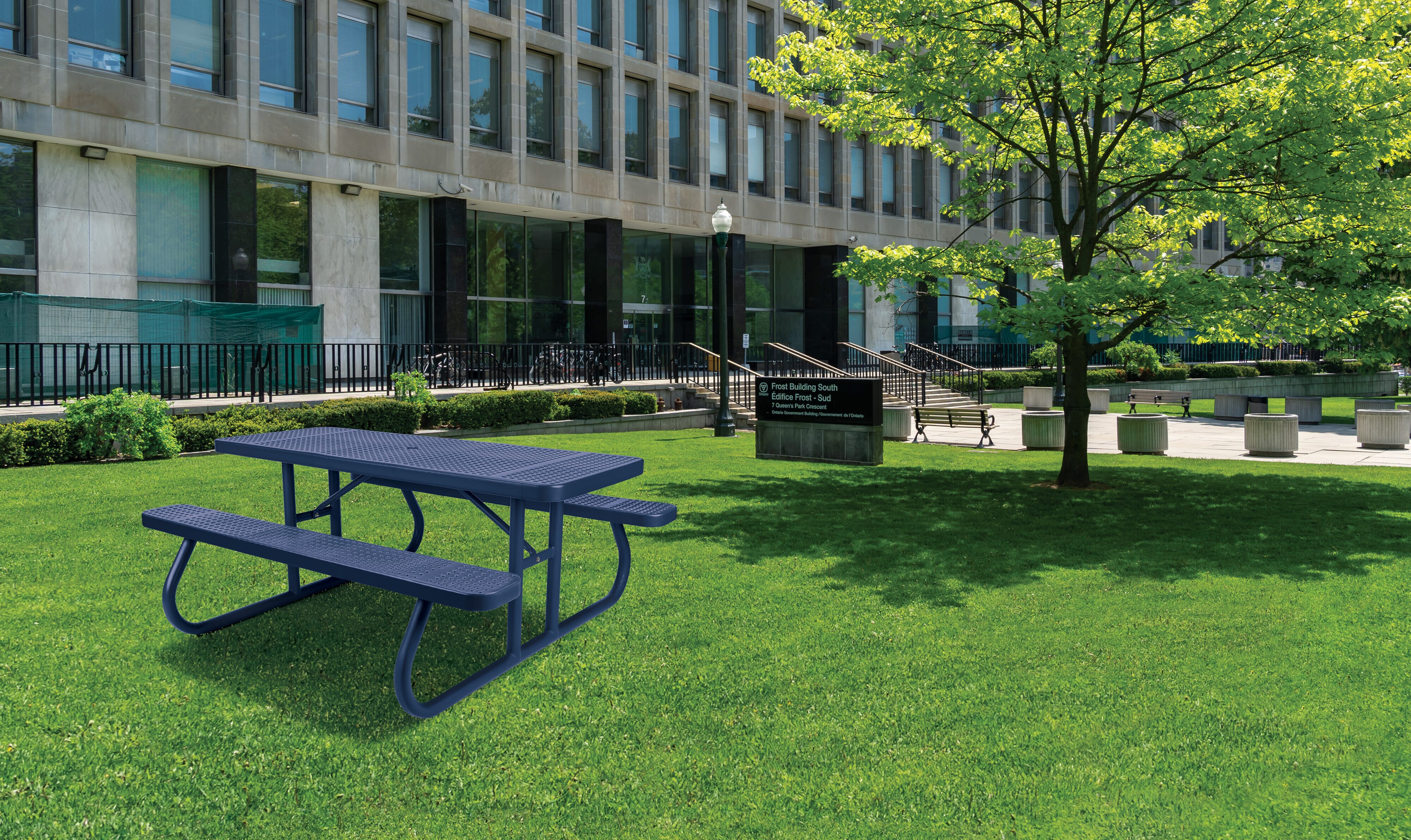 Total Coat Perforated Rectangular Picnic Tables - - The Bench Factory ...