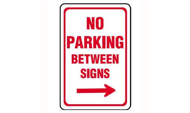 No Parking Between Signs w/Right Arrow Sign - - TreeTop Products