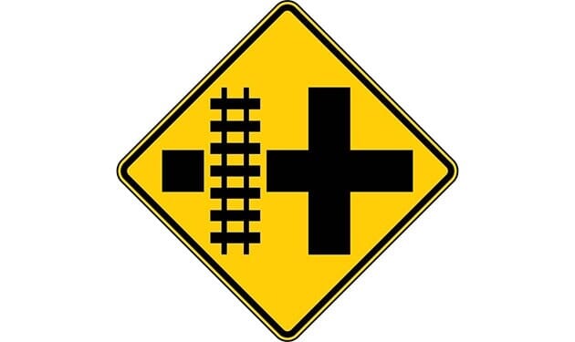 Rail Crossing and Intersection Advance Left Warning Symbol Sign ...