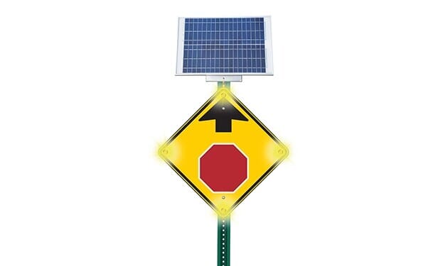 Flash Alert Solar Stop Ahead Sign SIGN-568 - - Barco Products