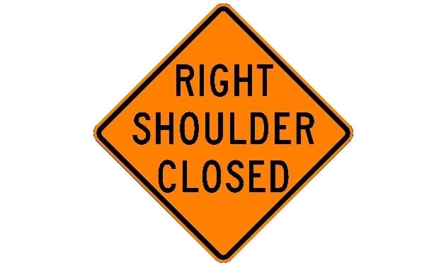 Right Shoulder Closed Construction Sign SIGN-396 - - Barco Products Canada
