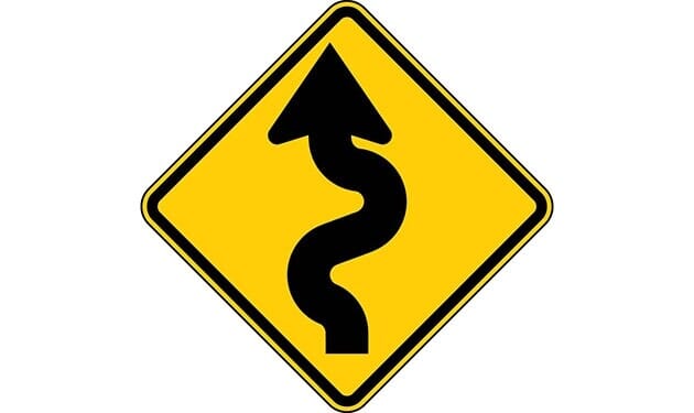 Left Winding Road Symbol Diamond Sign - - TreeTop Products