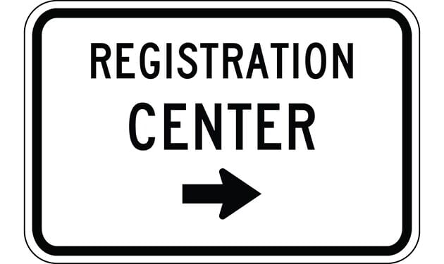 Registration Center with Right Arrow Sign - - TreeTop Products