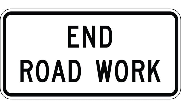 End Road Work Construction Sign SIGN-144 - - Barco Products