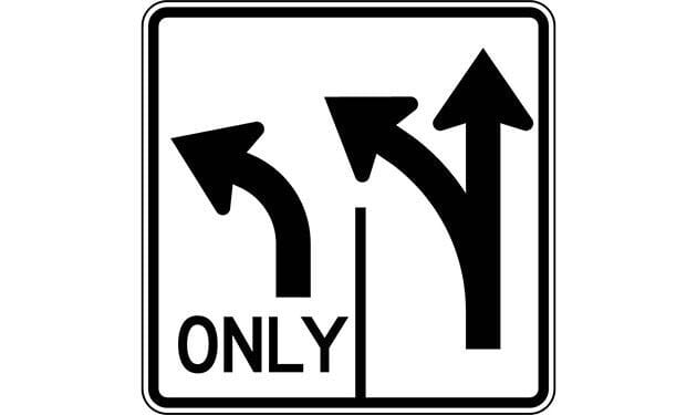 Advance Intersection Lane Control Left Turn / Straight Arrow Sign SIGN ...