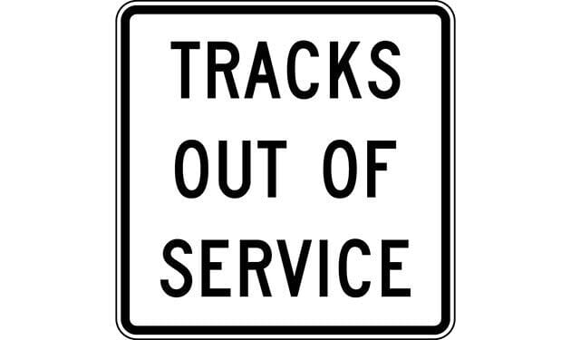 Tracks Out Of Service Sign SIGN-483 - - Barco Products
