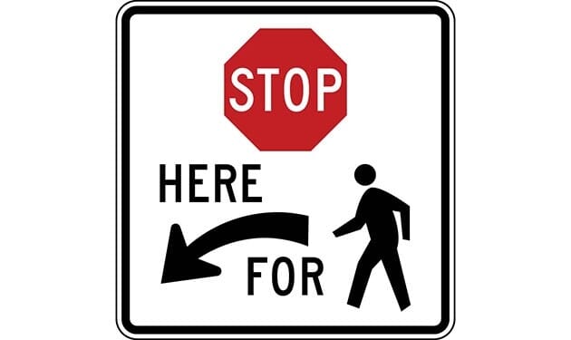 Stop Here for Pedestrians Left Arrow with Ped Symbol Sign SIGN-453 ...