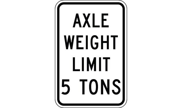 Axle Weight Limit 5 Tons Sign SIGN-53 - - Barco Products