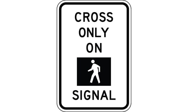 Cross only on Signal with Pedestrian Symbol Sign SIGN-92 - - Barco Products