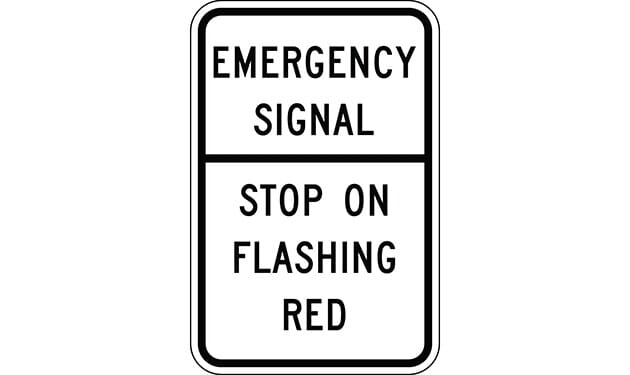 Emergency Signal Stop on Flashing Red Sign SIGN-137 - - Barco Products
