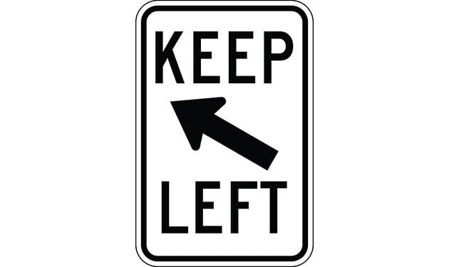 Keep Left with Oblique Arrow Sign SIGN-199 - - Barco Products