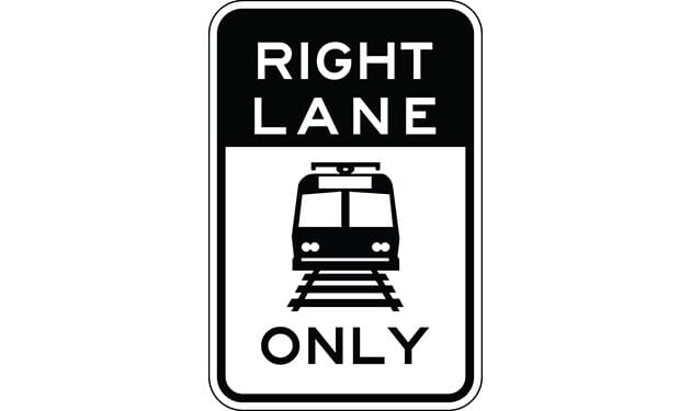 Light Rail Symbol Right Lane Only Sign - - TreeTop Products