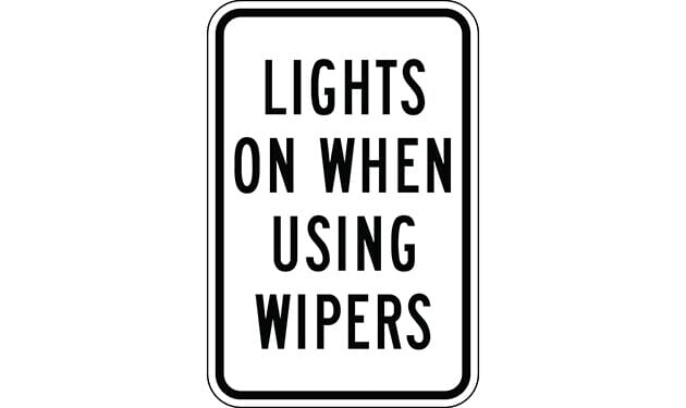 Lights on When Using Wipers Sign - - TreeTop Products