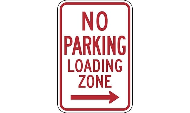 No Parking Loading Zone with Right Arrow Sign KSIGN-295 - - KirbyBuilt ...