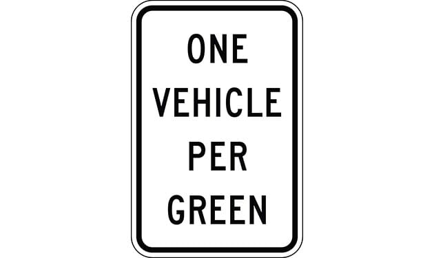 One Vehicle Per Green Sign KSIGN-329 - - KirbyBuilt Products