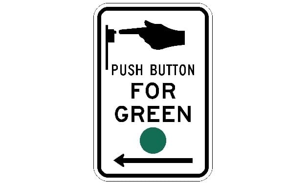 Push Button for Walk Signal with Left Arrow Sign - - TreeTop Products