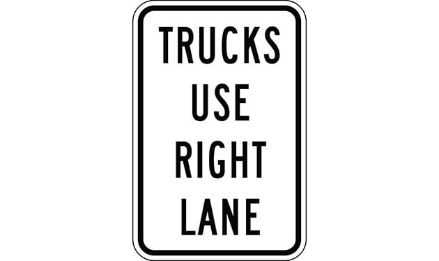 Trucks Use Right Lane Sign - - TreeTop Products