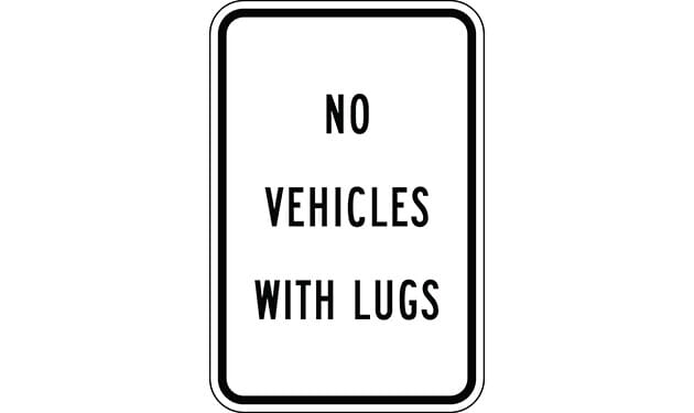 Vehicles with Lugs Prohibited Sign SIGN-526 - - Barco Products