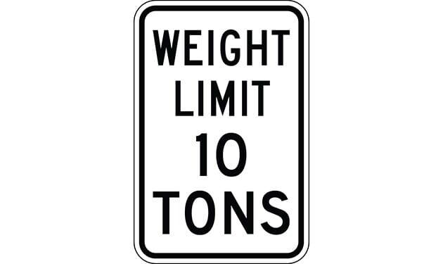 Weight Limit 10 Tons Sign - - TreeTop Products