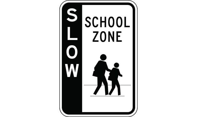 Slow School Zone with Symbol - Side Bar Sign - - TreeTop Products